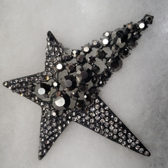 Jewelry | Black Luxury Crystal Bright Bling And Shining Star Pin Brooch ...